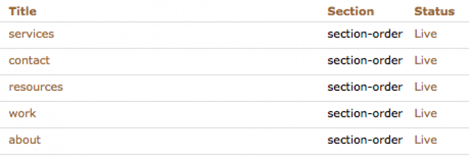 Sorting sections with a drag and drop interface › Textpattern Tips